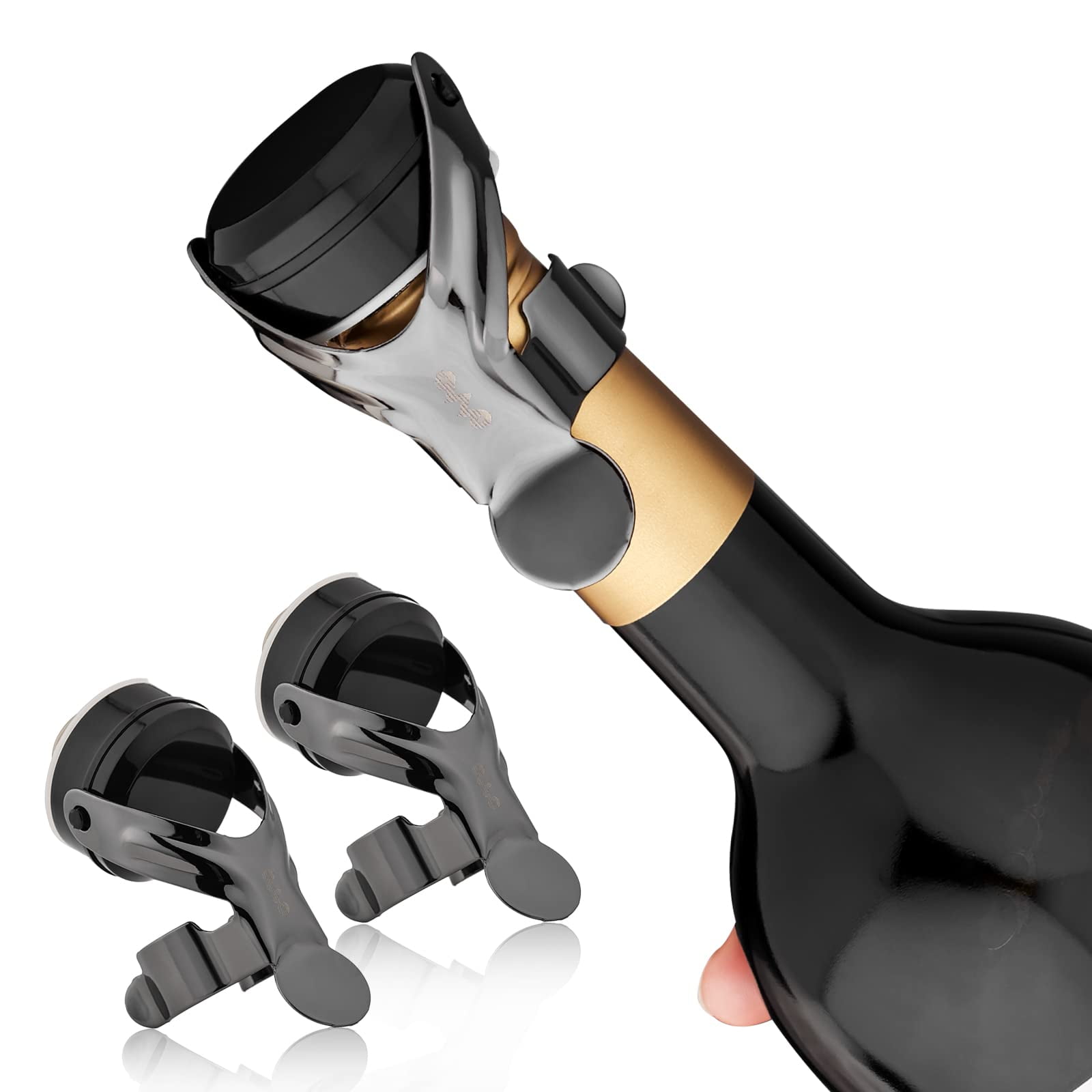 OWO Stainless Steel Champagne Stoppers, Bottle Top Set, Sparkling Wine ...