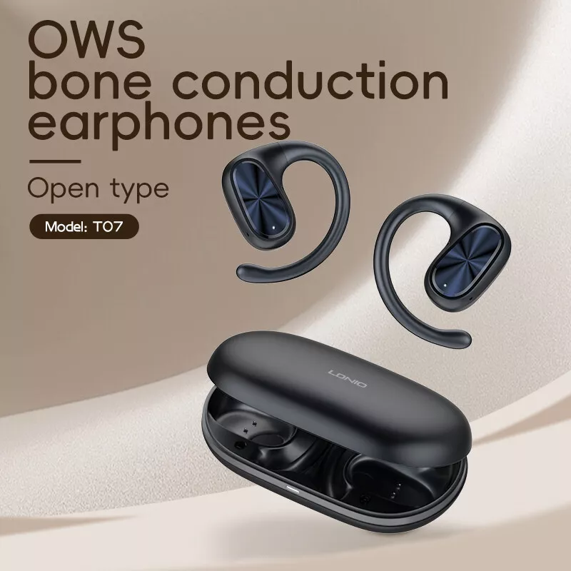 OWS Wireless Earbuds with Charging Case Open Ear Headphone IPX4 Waterproof Bluetooth 5.0 Crystal Clear Sound Long Battery Life White