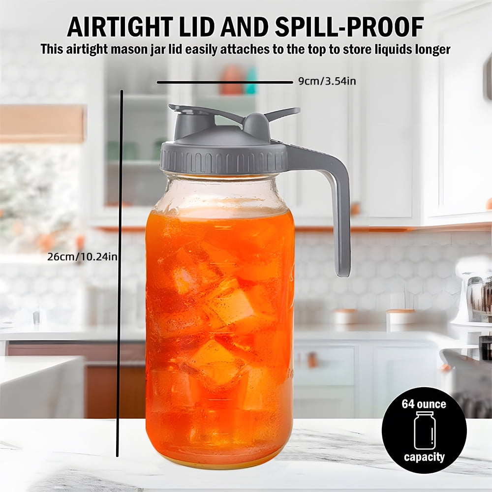 OWSOO Glass Mason Jar Pitcher with Filter Lid-2 Quart Cold Brew Pitcher ...