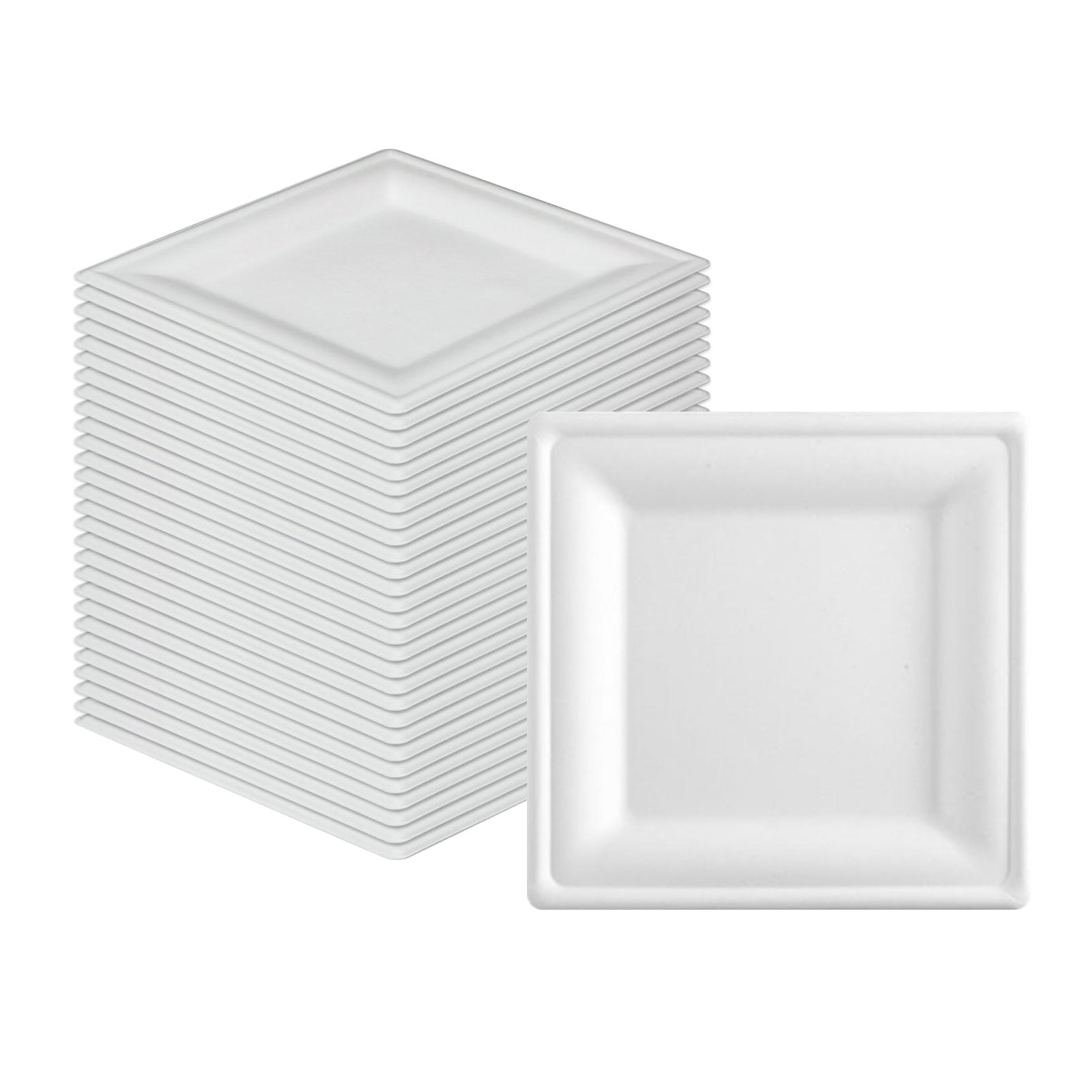 OWUEUSHEY 50 pcs Compostable Square Paper Plates,square dessert plates ...