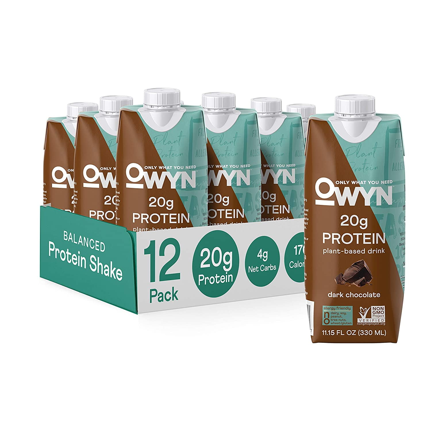 OWYN Plant-Based Nutrition Drink, Chocolate, 20g Vegan Protein ...
