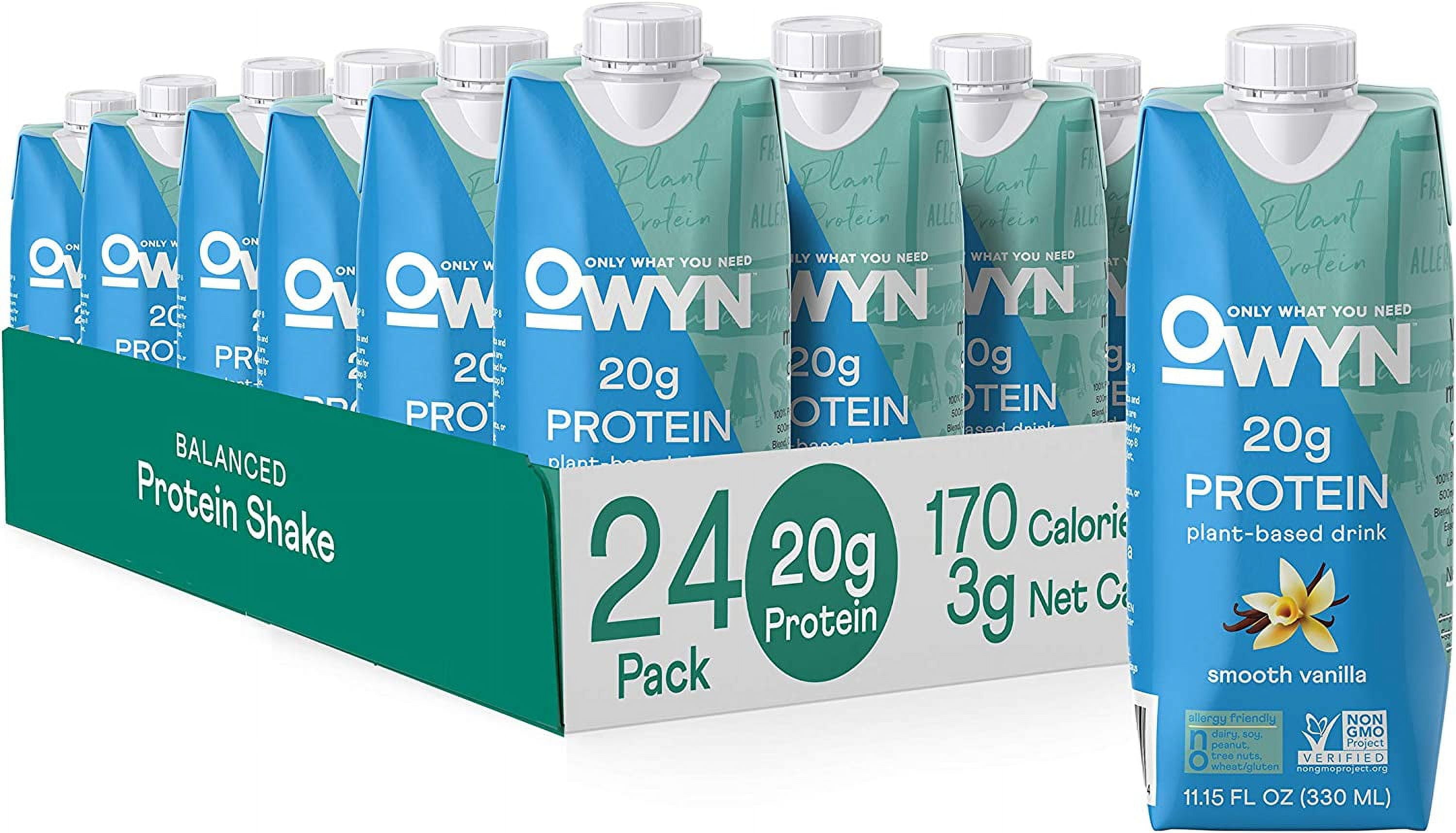 OWYN Plant Based Nutrition Drink, Smooth Vanilla, 20g Protein, 11.15 oz ...