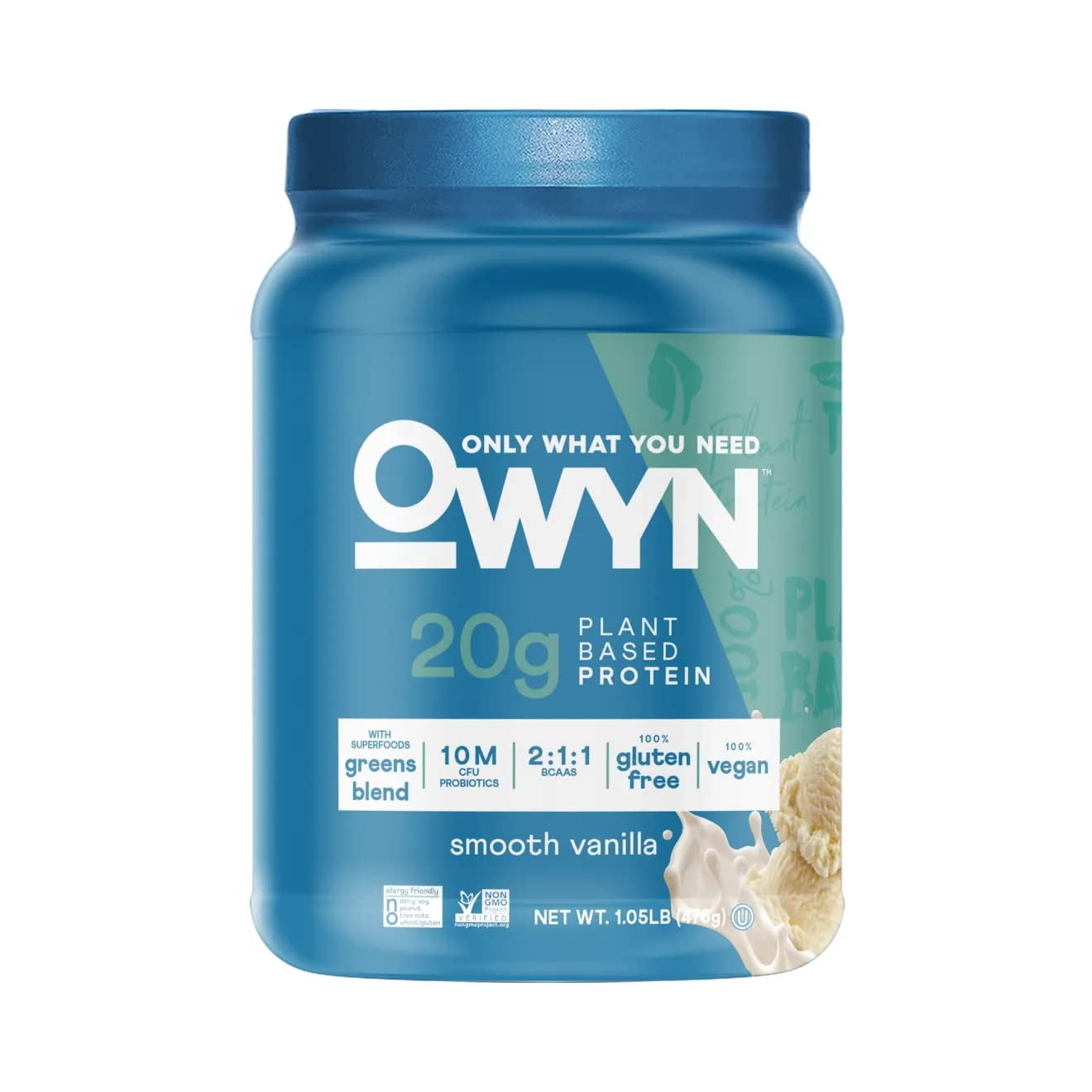 OWYN Plant Based Protein Powder, 20g Protein, Smooth Vanilla, 1.05 lbs ...