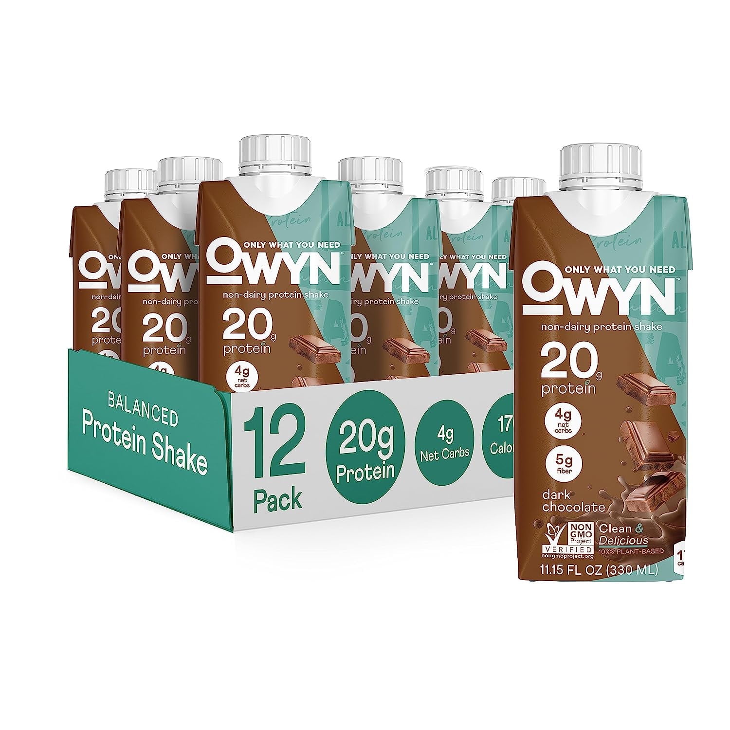 OWYN Plant Protein Shake, Dark Chocolate, 20g Protein, 11.15 fl oz ...