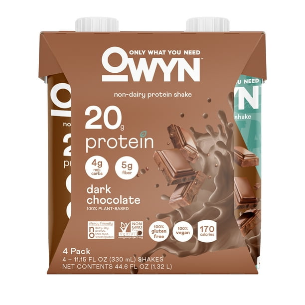 OWYN Protein Shake, Dark Chocolate, 4 Ct, 20g - Walmart.com