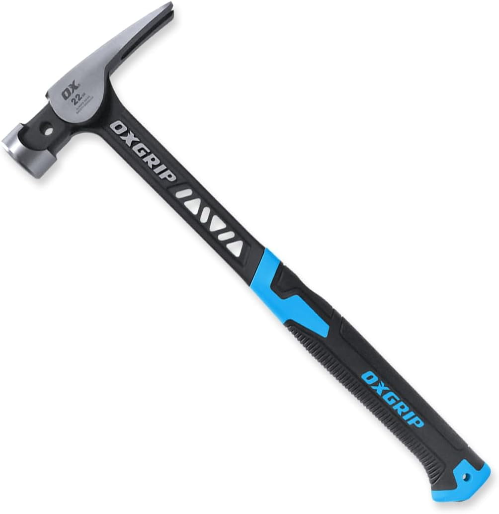 OX Tools Anti-Vibe Straight Smooth Faced Claw Hammer with Balanced ...