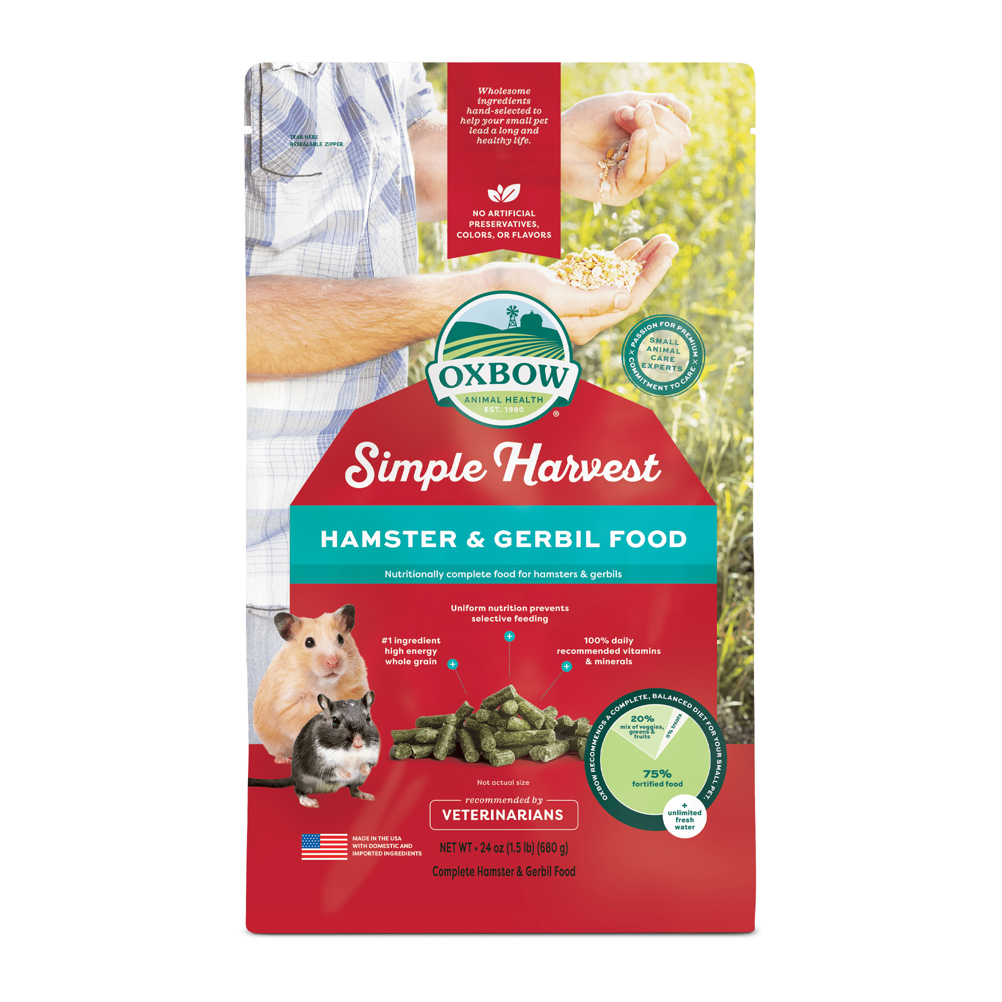 Oxbow Simple Harvest Hamster Gerbil 1.5lb. - Walmart.com