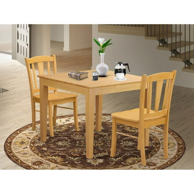 OXDL3-OAK-W - 3-Piece Kitchen Dining Set- 2 Kitchen Chairs and Modern ...