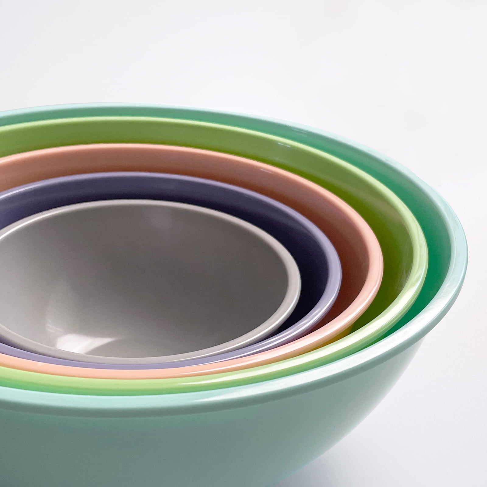 OXFM 5 Piece Nesting Melamine Mixing Bowl Set, Dishwasher Safe ...