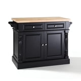 Oxford Black Finish Kitchen Island with Butcher Block Top and Wood ...