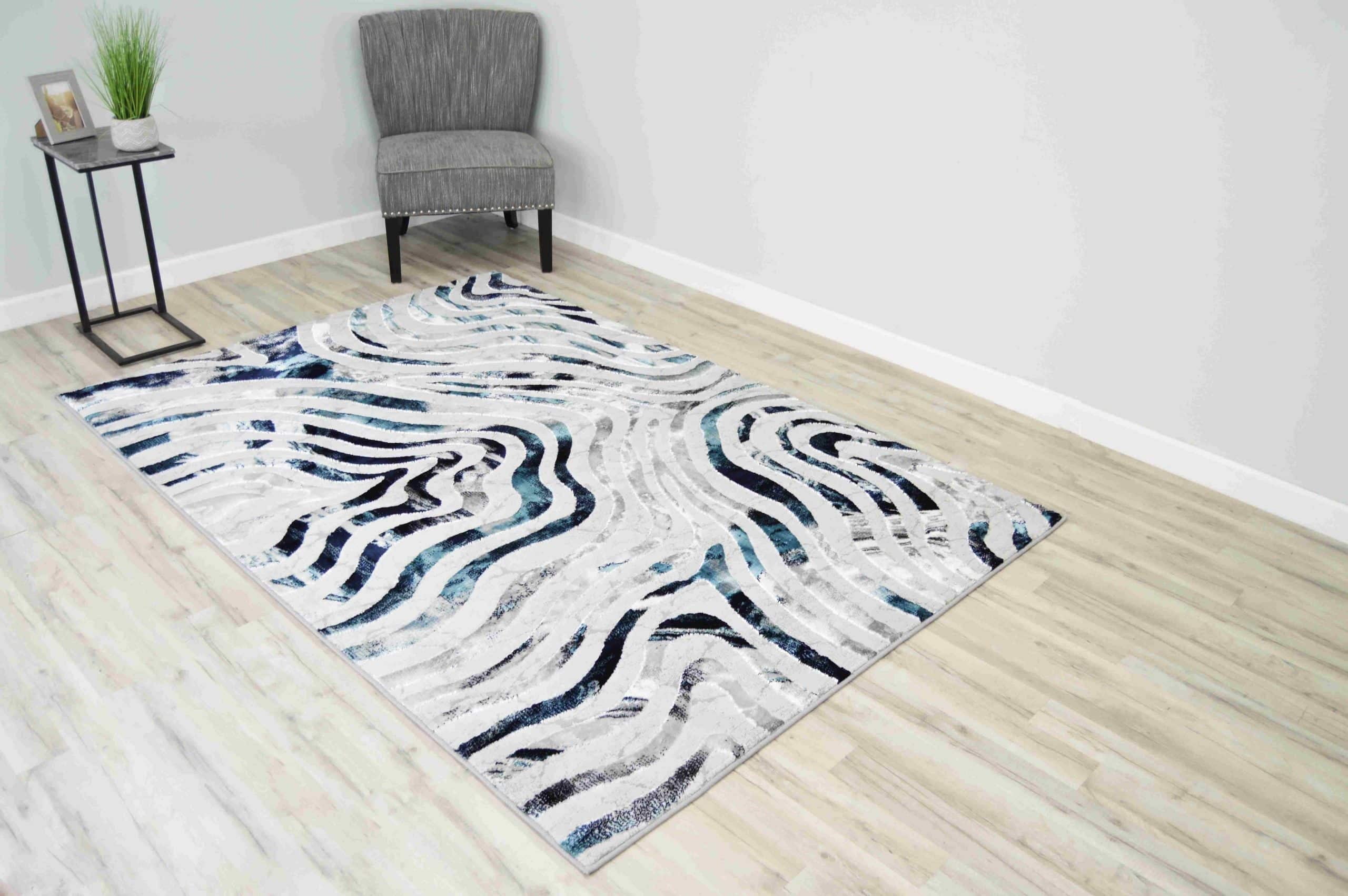 OXFORD Modern Stylish Living Room Rug Design 7001 - 5'2"x7'5", Blue ...