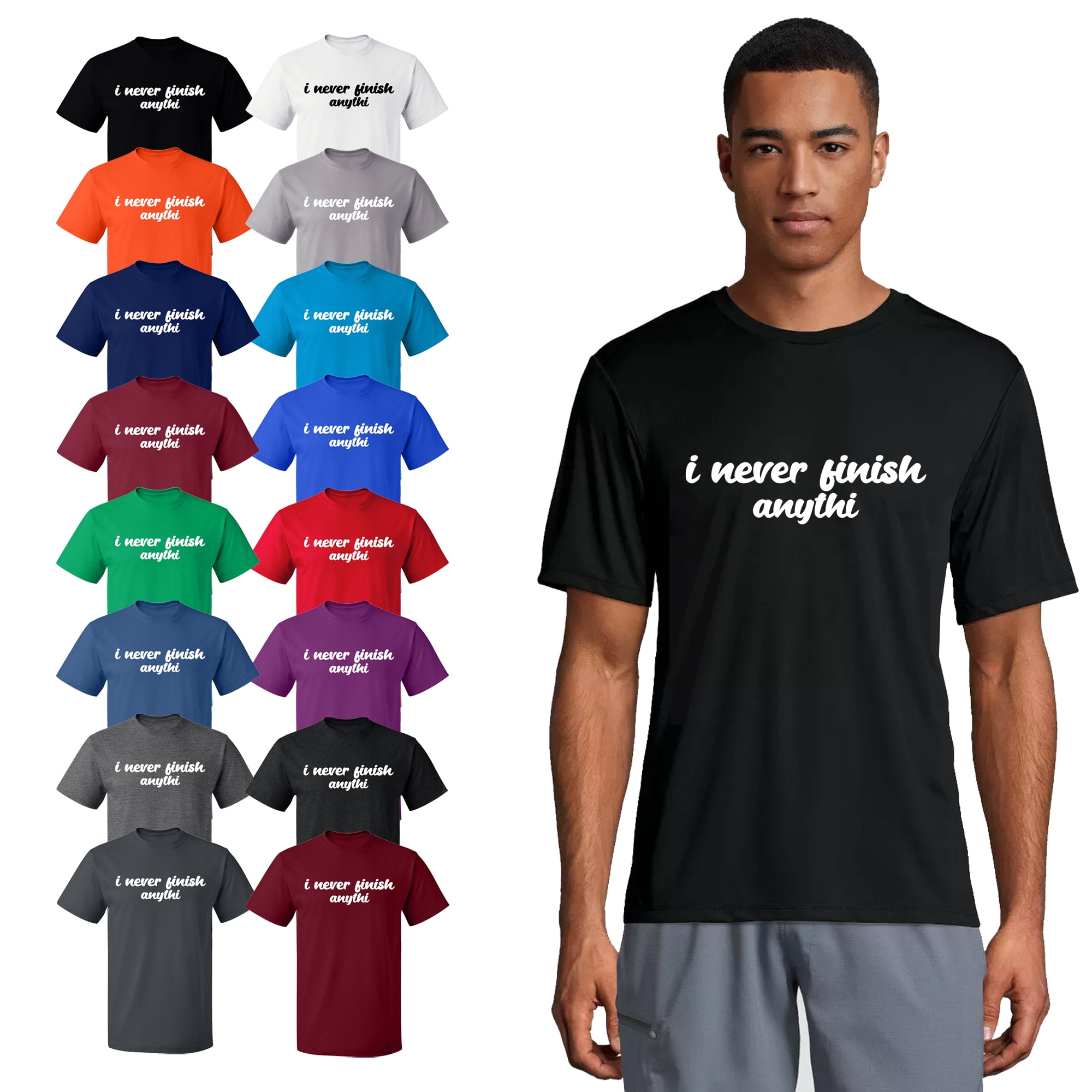 OXI T-Shirt - I Never Finish Anythi, Basic Casual T-Shirt for Men's and ...