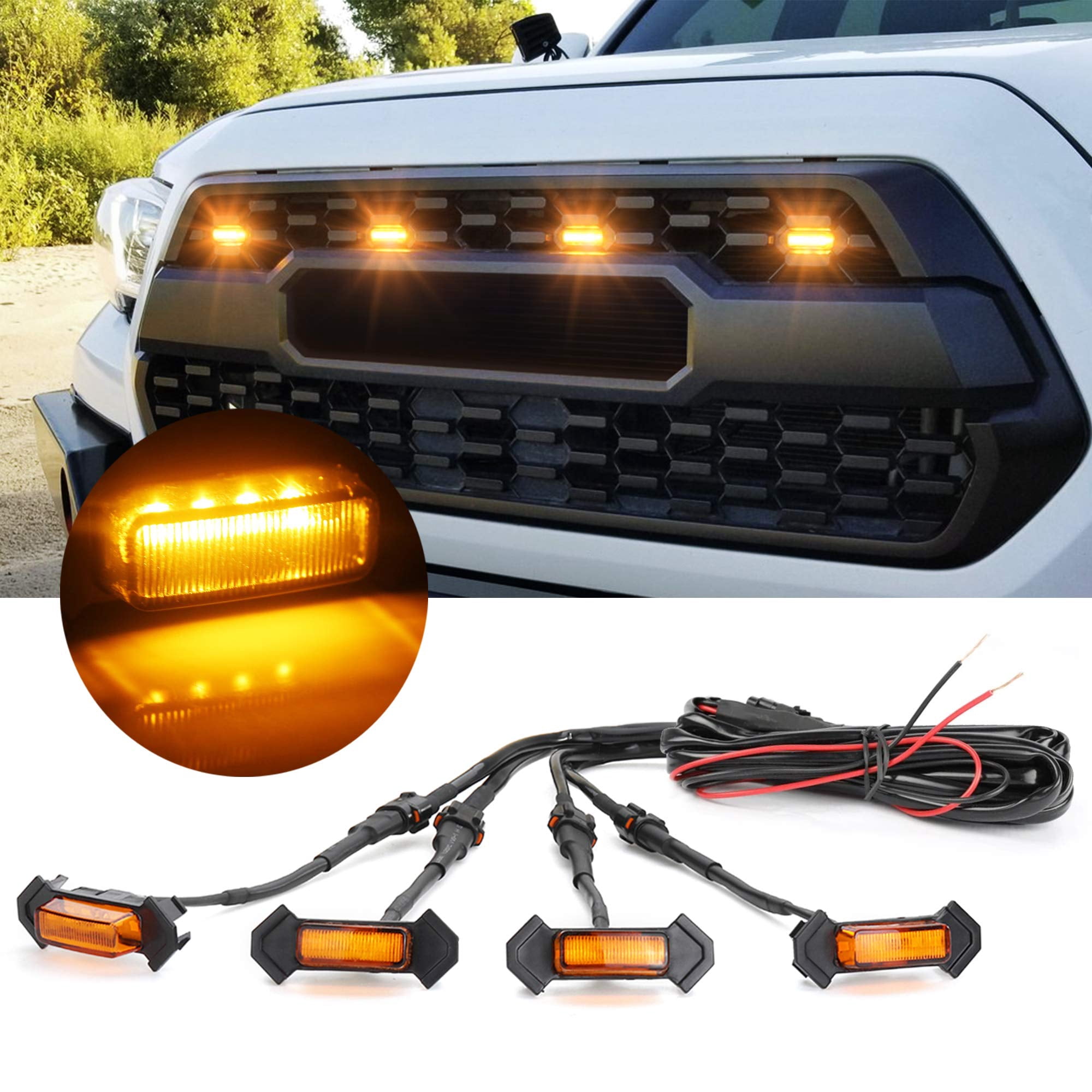 OXILAM LED Grille Lights STF9 4 PCS with Fuse Adaptor for Tacoma TRD ...