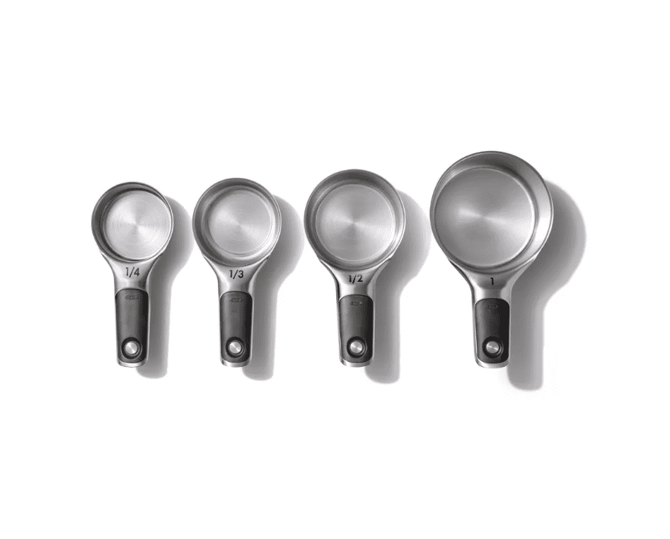 OXO 4pc Stainless Steel Magnetic Measuring Cups Set Black: Nesting ...
