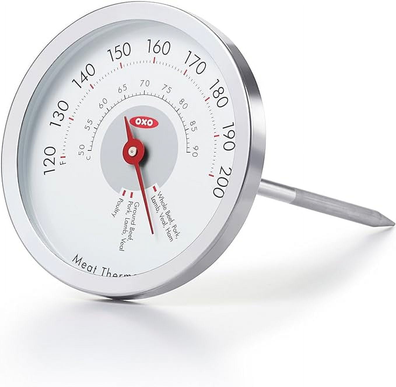 OXO Good Grips Chef's Precision Analog Leave-In Meat Thermometer,Silver ...