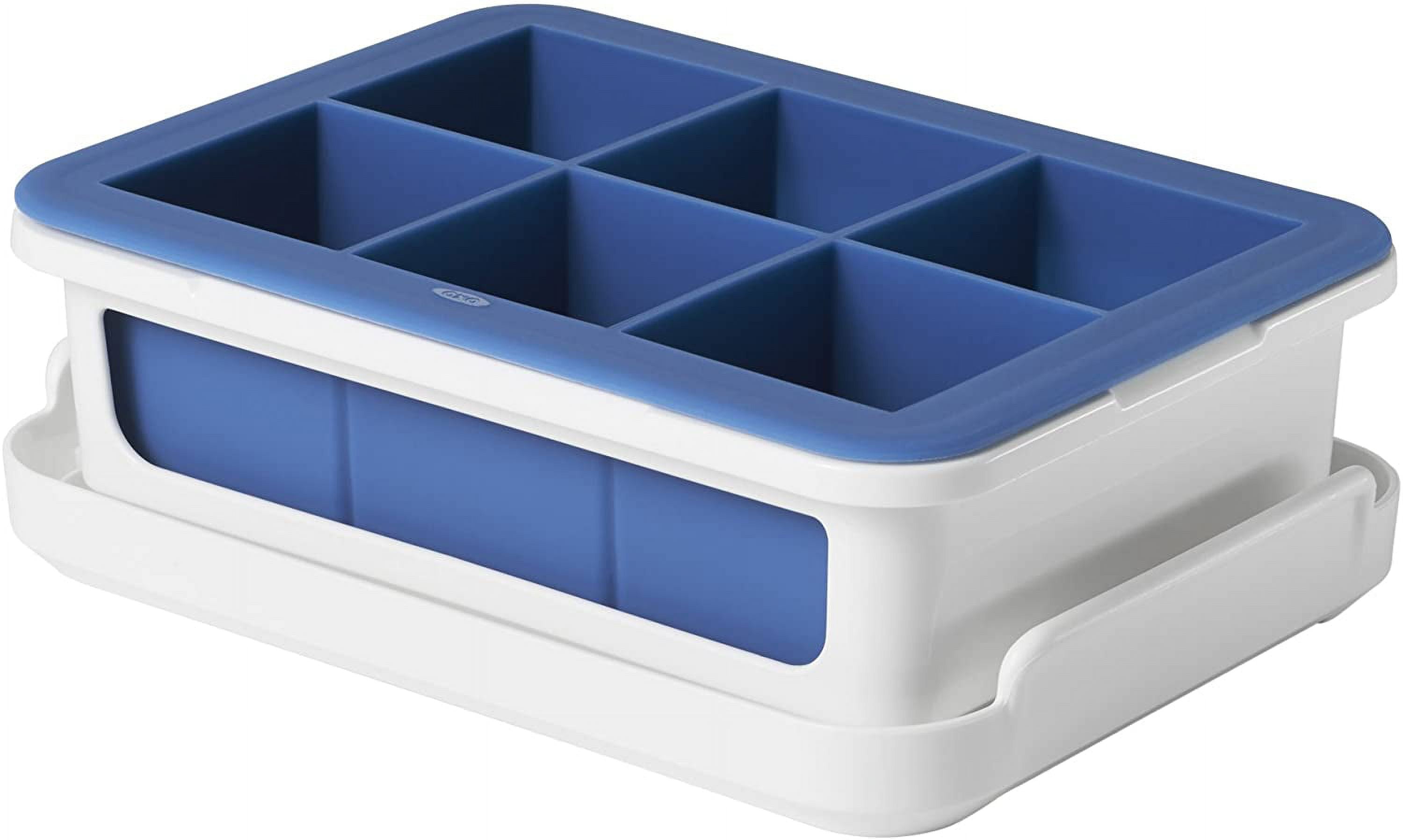 OXO Good Grips Silicone Stackable Ice Cube Tray with Lid - Large Cube ...