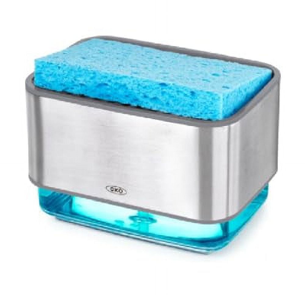 OXO Good Grips Stainless Steel Soap Dispensing Sponge Holder - Clear ...