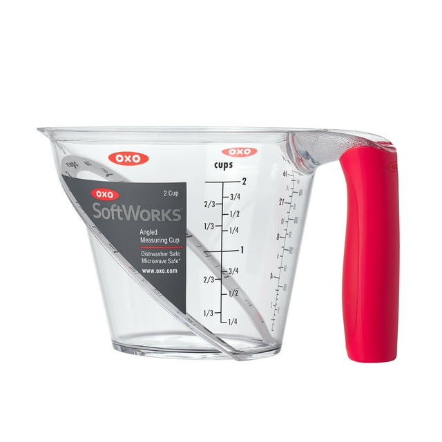 OXO SoftWorks 2-Cup Angled Measuring Cup, BPA-Free Clear Plastic with ...