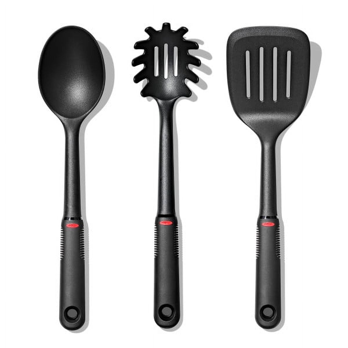 OXO SoftWorks 3-Piece Nylon Utensil Set, Black – Spoon, Spaghetti ...