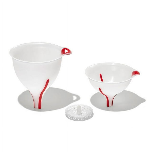 OXO SoftWorks 3-Piece Funnel and Strainer Set with No-Splash Pouring ...