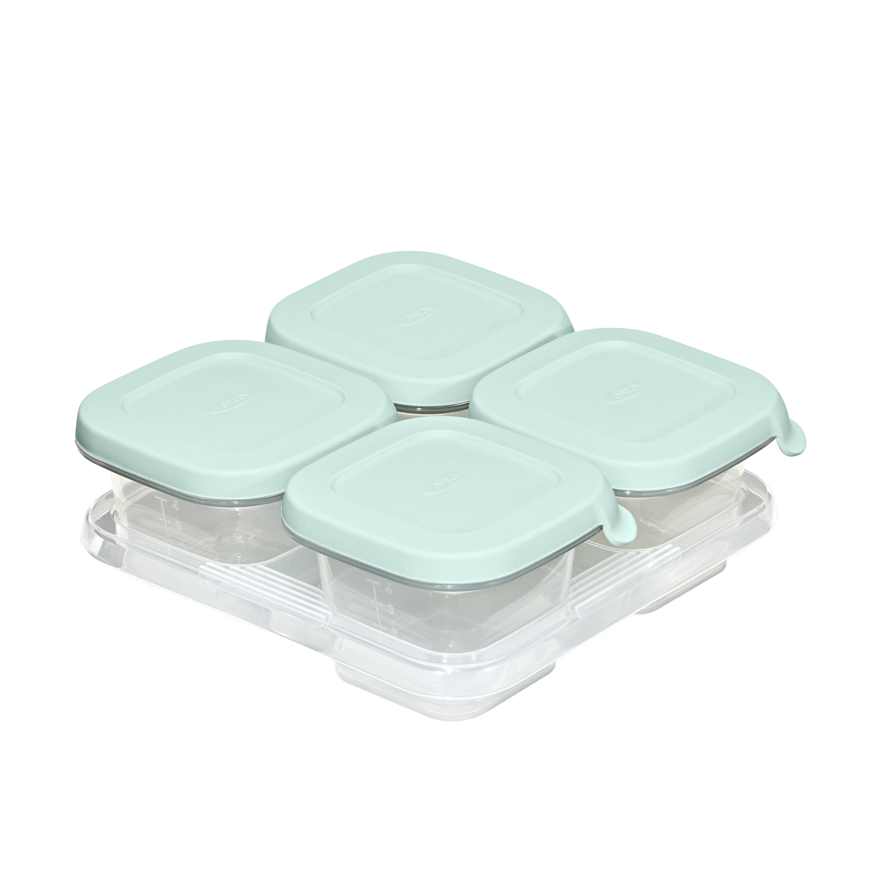OXO Tot Silicone Baby Blocks Food Storage Containers, 4 oz, Opal, 4 ...