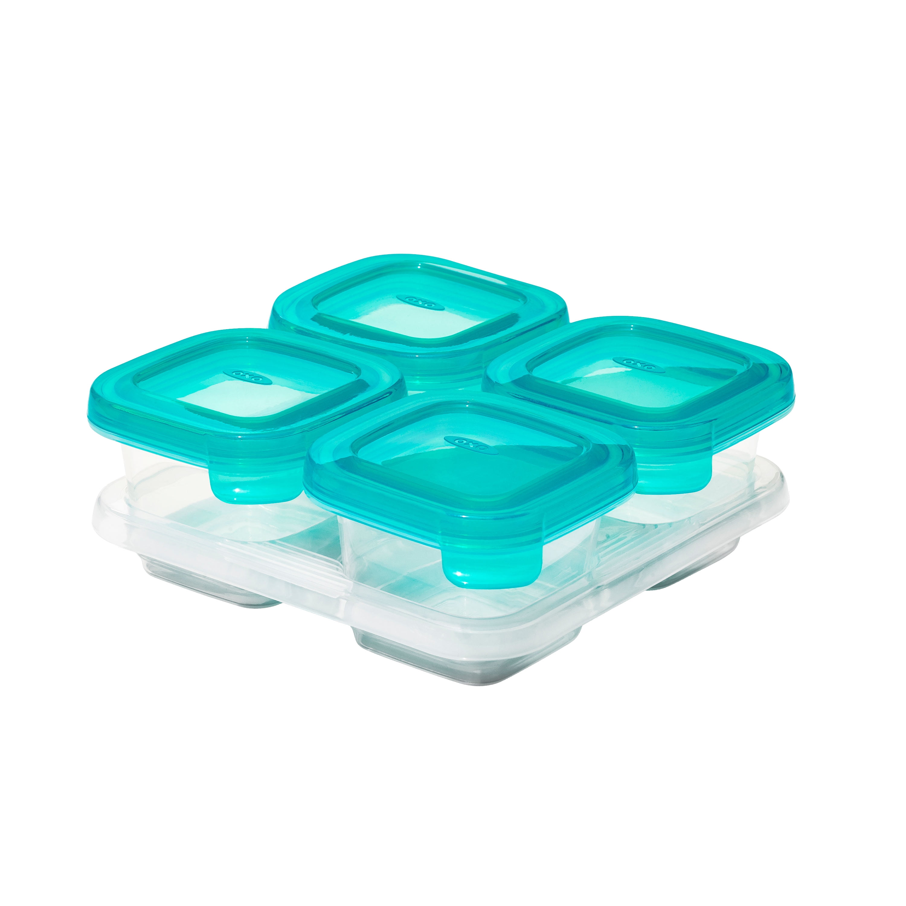 OXO Tot Silicone Baby Blocks Food Storage Containers, 4 oz., Teal, 4 ...
