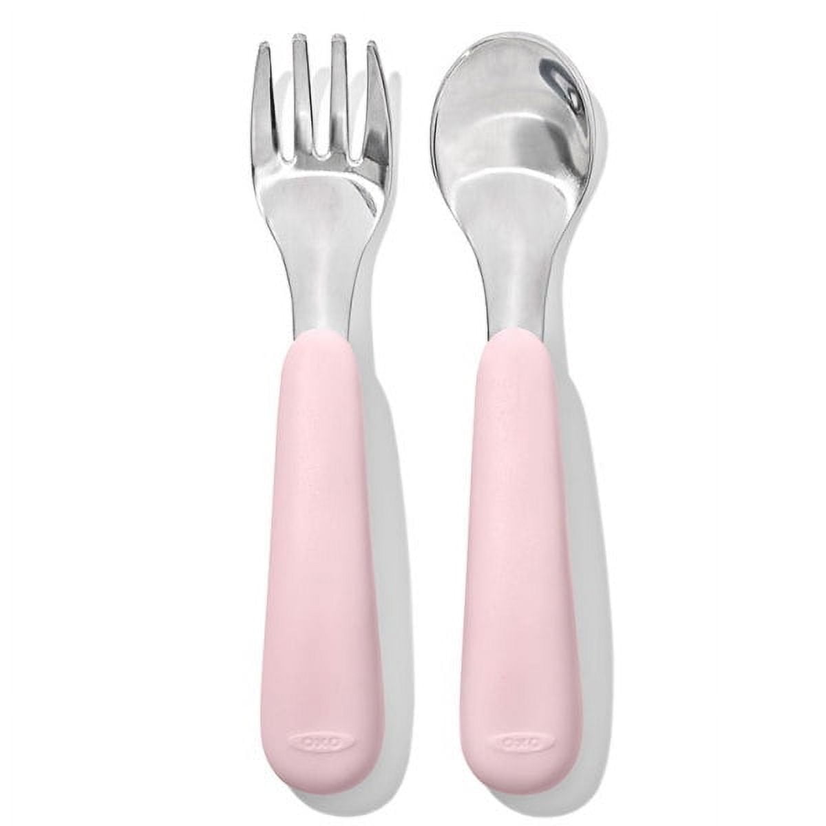OXO Tot Toddler Stainless Steel Fork and Spoon 2 Piece Set for 12 ...