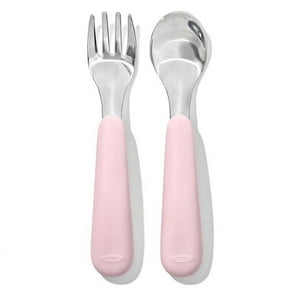 OXO Tot Toddler Travel Stainless Steel Fork and Spoon 2 Piece Set for ...