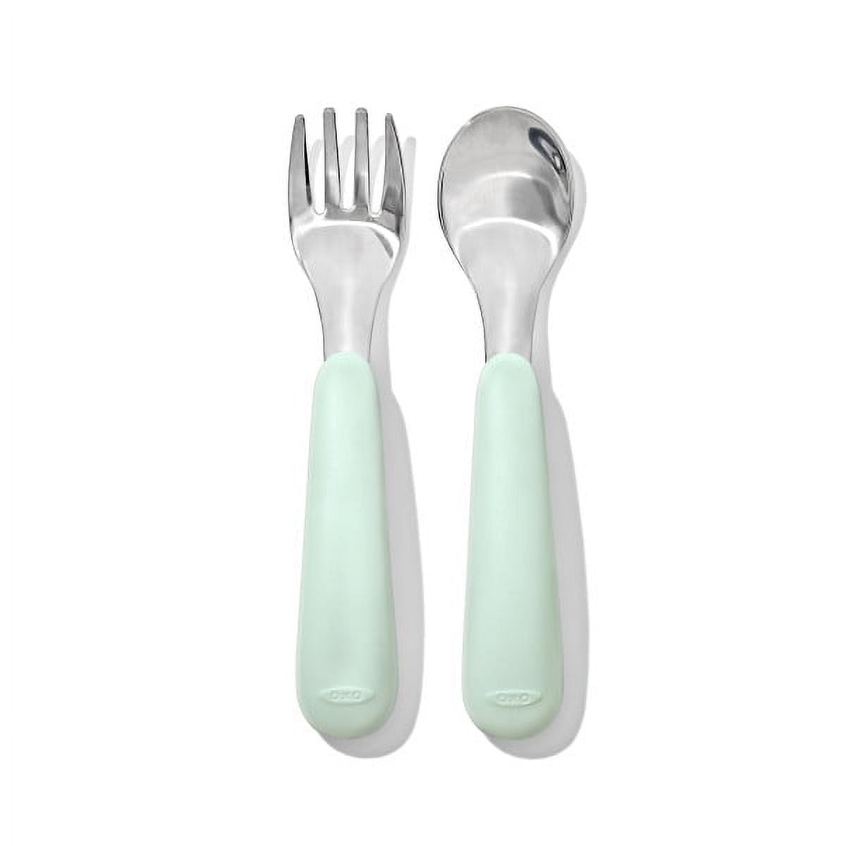 OXO Tot Toddler Stainless Steel Fork and Spoon 2 Piece Set for 12 ...