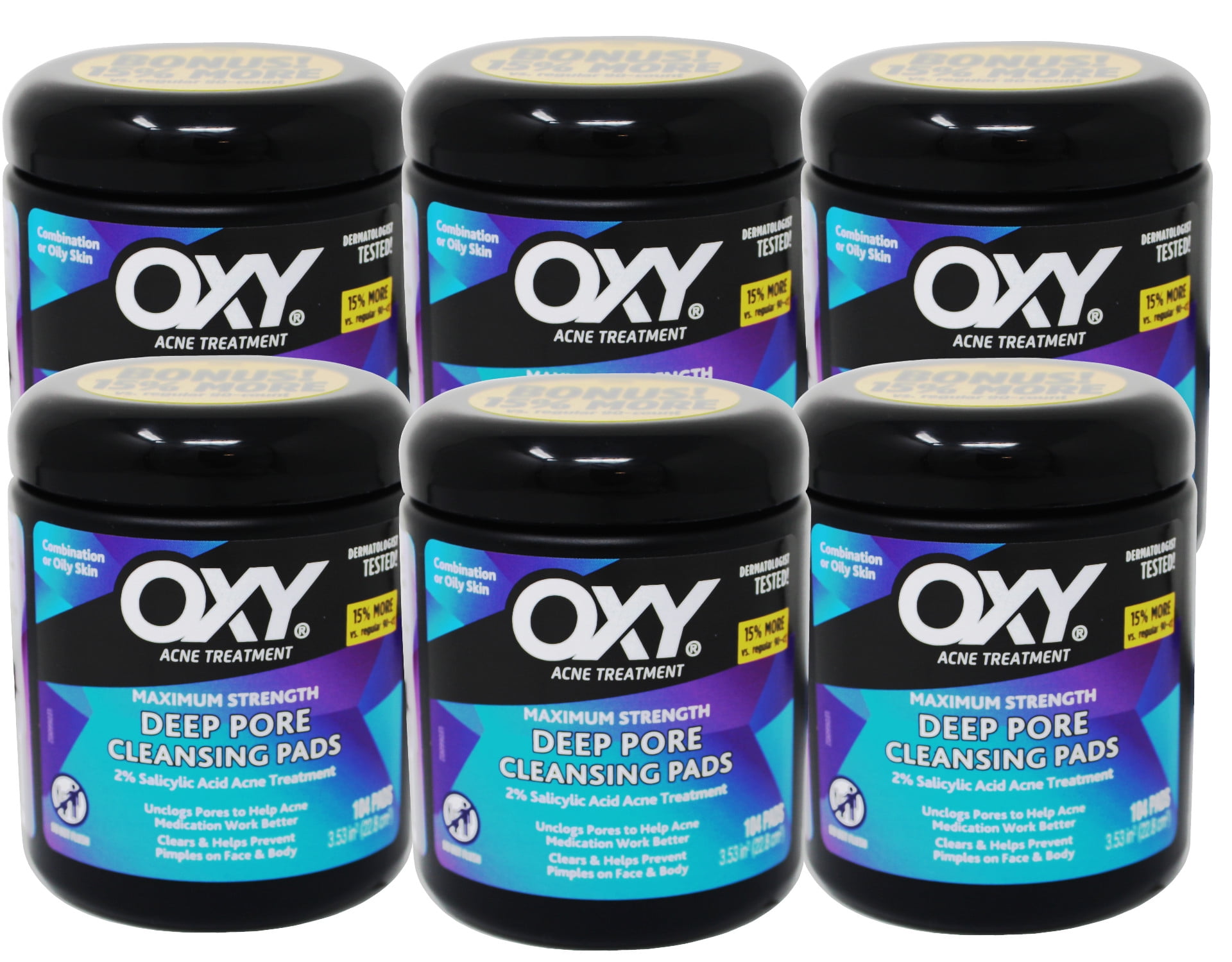 OXY Acne Medication Salicylic Acid Daily Defense Cleansing Pads 104 ...