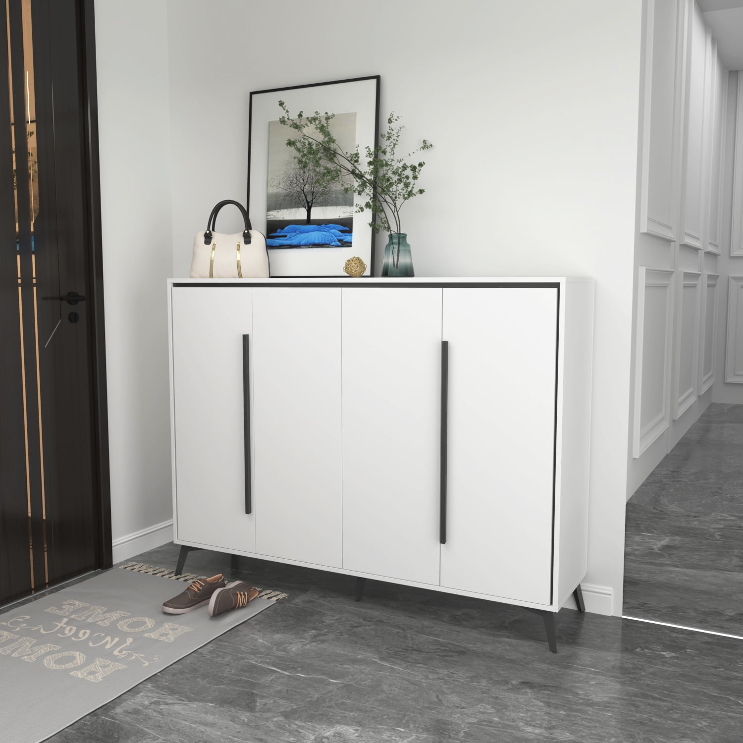 OXYLIFE 4-Door Storage Cabinet Sideboard with Adjustable Shelf, Multi ...