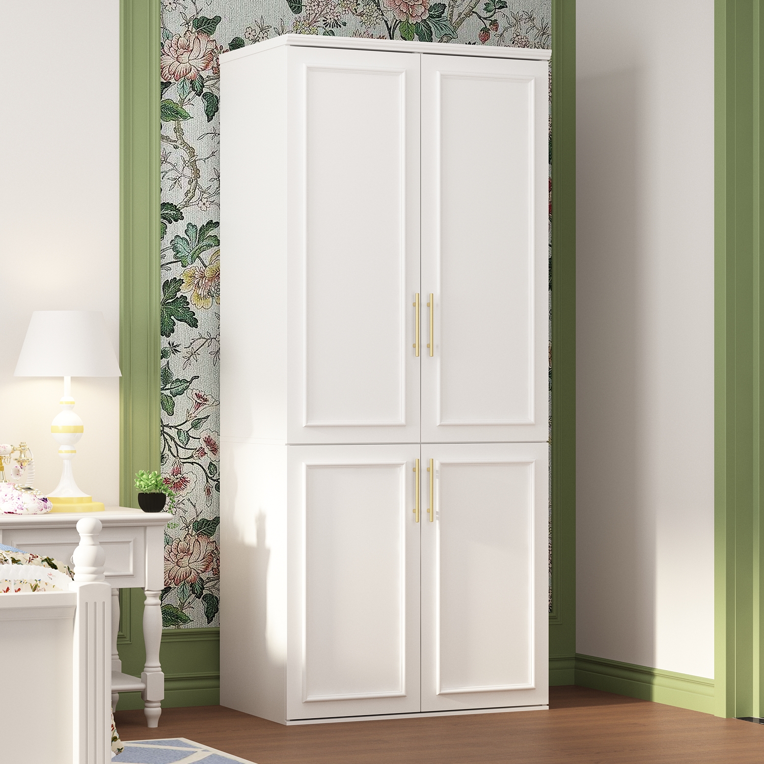 OXYLIFE 3 Door Wardrobe Armoire with Clothing Rod and Storage Shelves ...