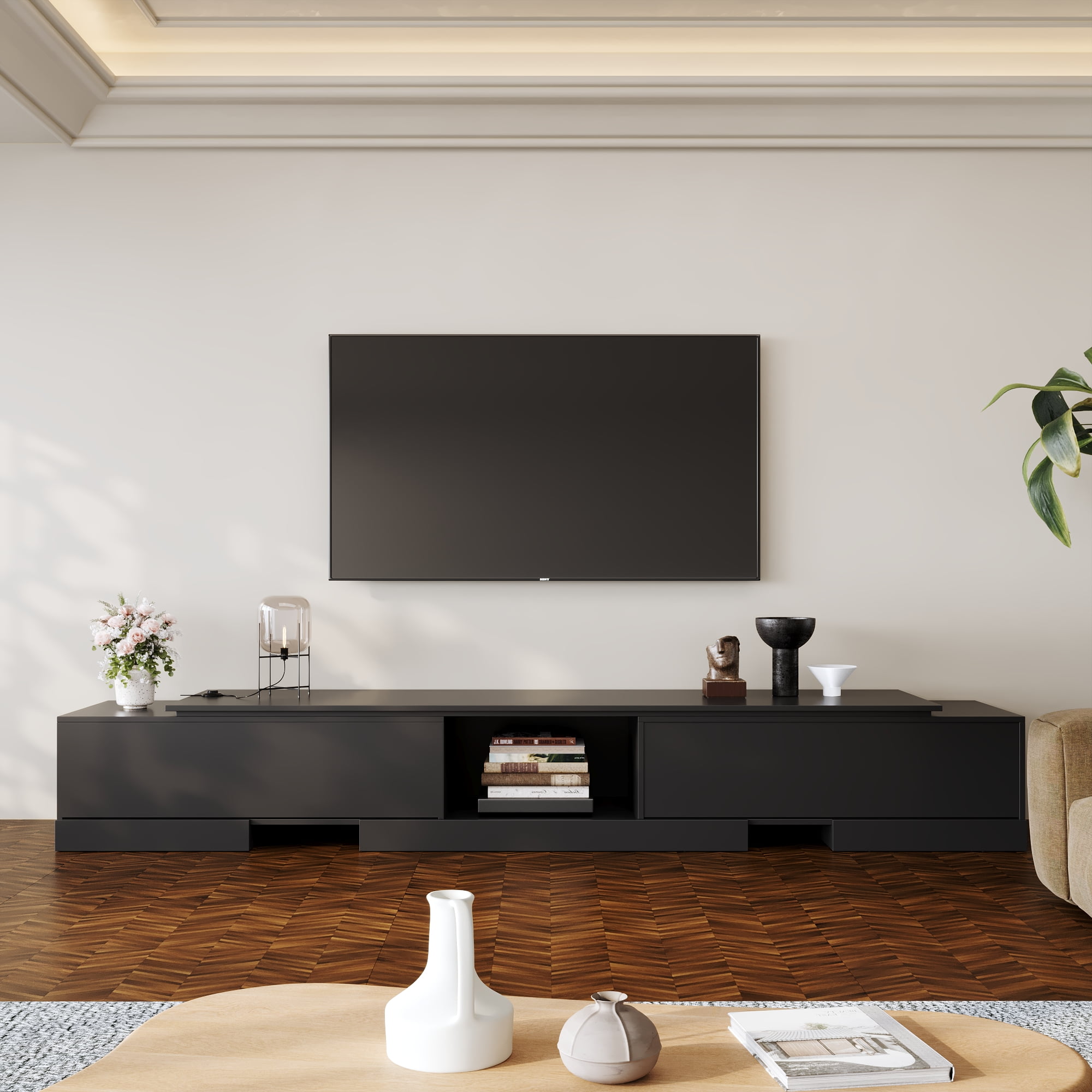 OXYLIFE Expanded Entertainment Center TV Stand with 2 Drawers, for ...
