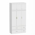 OXYLIFE Wardrobe Armoire with Hutch and Drawers, Closet Storage Cabinet ...