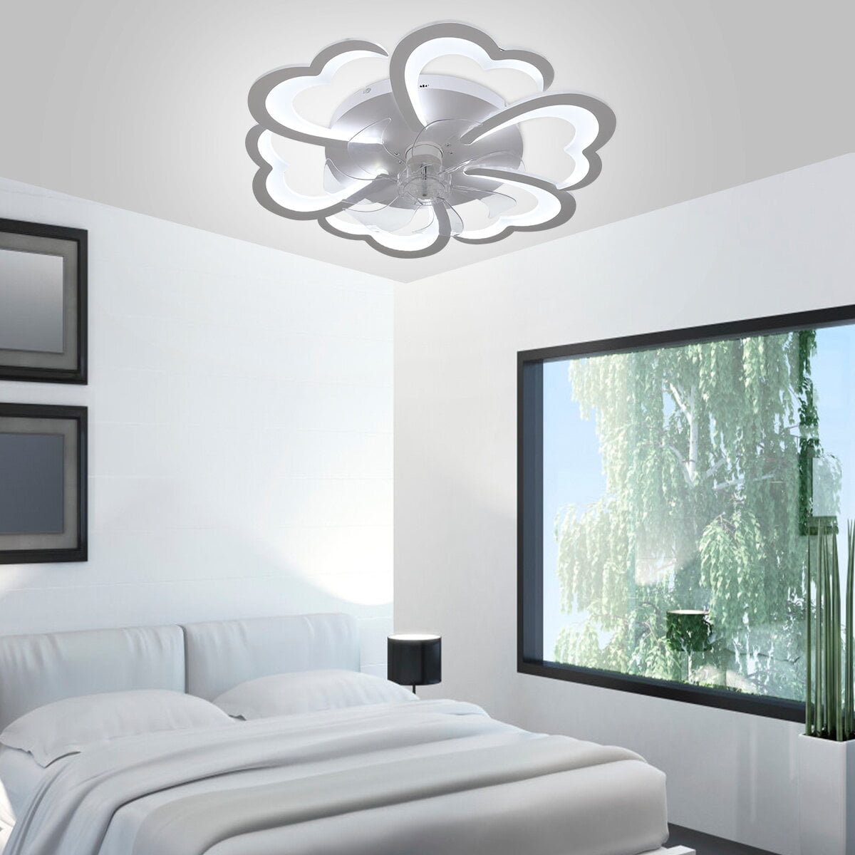 OYAJIA 25" Modern Ceiling Fans with Lights and Remote, Dimmable Low ...