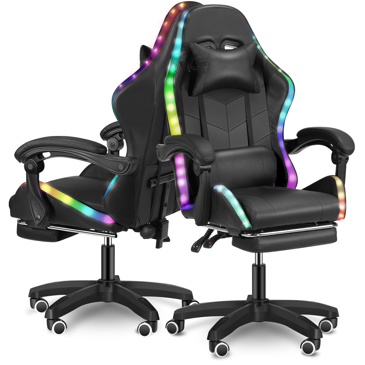 Oyajia Ergonomic Gaming Chair with RGB LED Light, High-Back Swivel ...