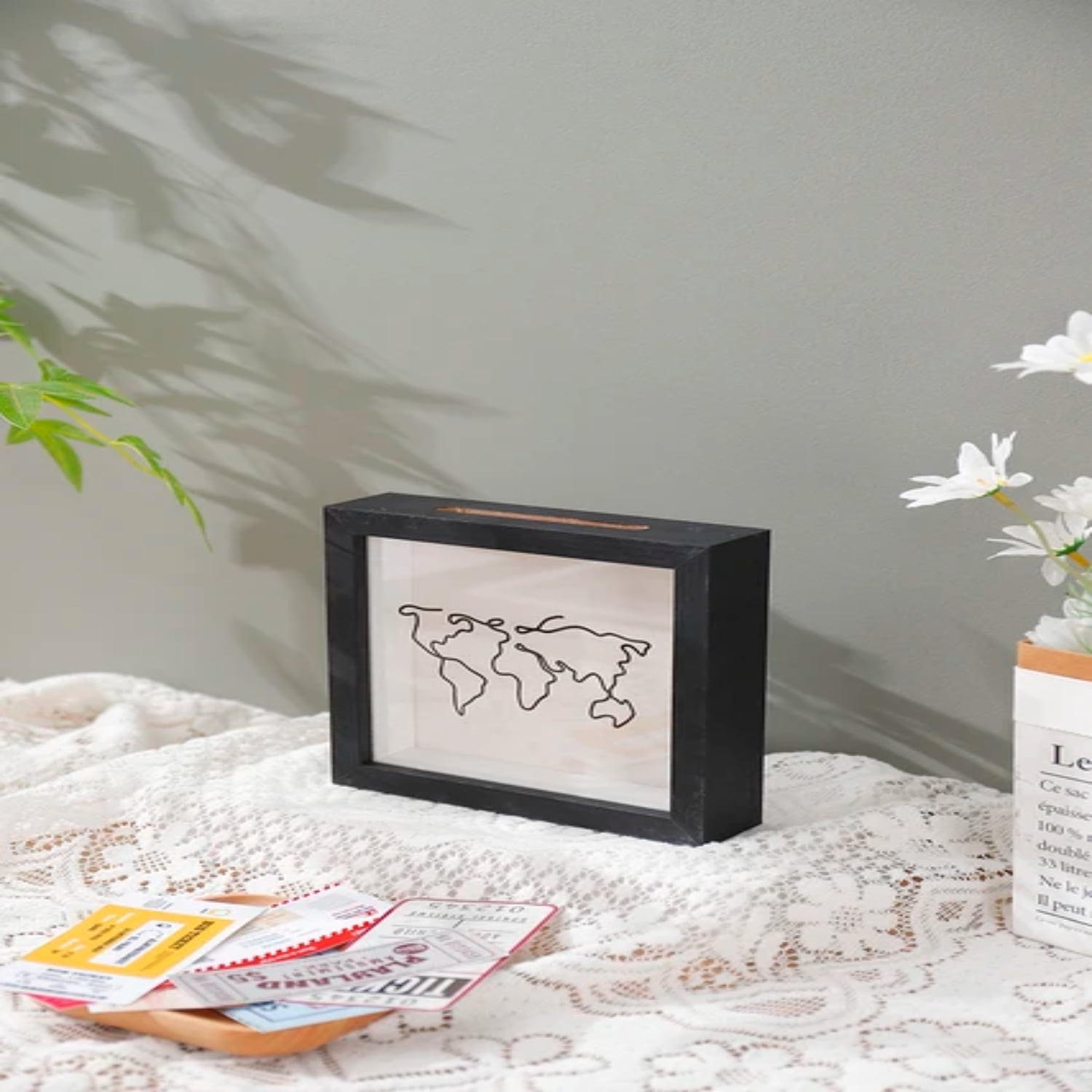 OYDWEI Vintage Adventure Map Design Memory Box - Unique Hanging Shadow ...