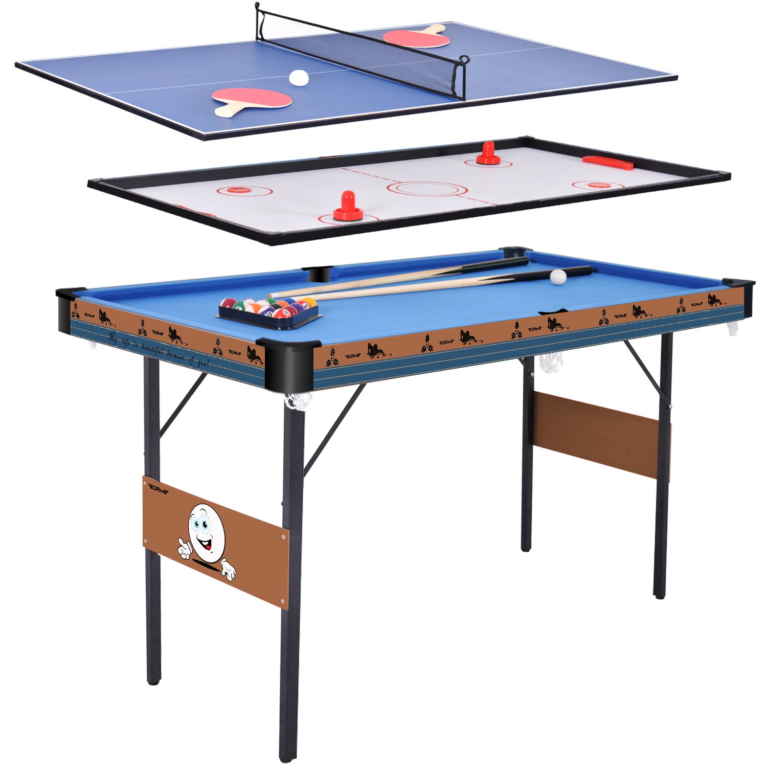 OYE 55Inch Multi Function 3 in 1 Combo Game Table, Folding Pool Table ...