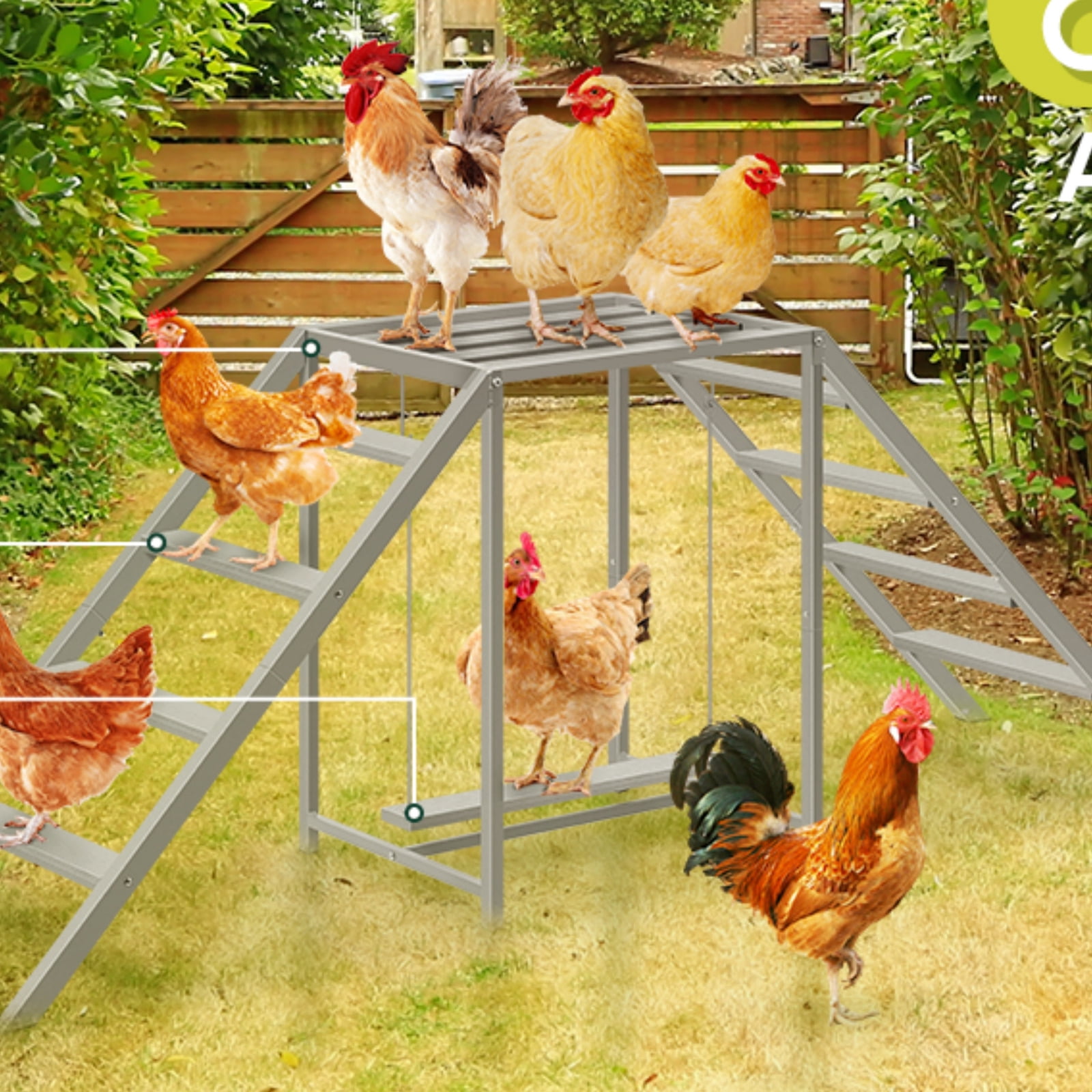 OYEAL Chicken Coop Perches with Swing, Chicken Roosting Bars, Wooden ...