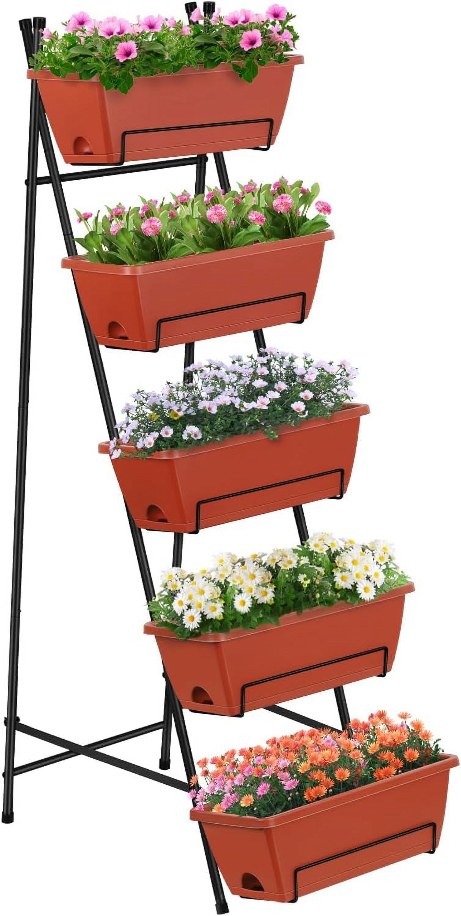 OYEAL Vertical Garden Planter Stand 5 Tier Raised Garden Bed Outdoor ...