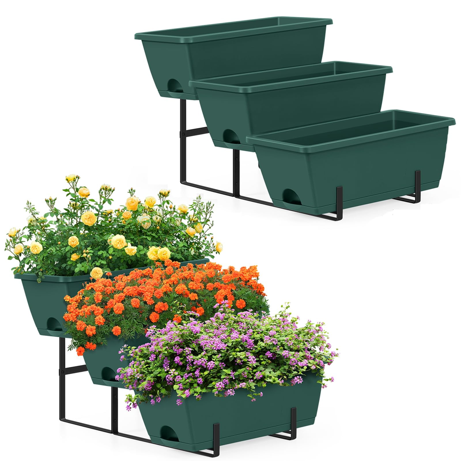 OYEAL Vertical Raised Garden Bed 2 Pack Small Tiered Outdoor Herb ...
