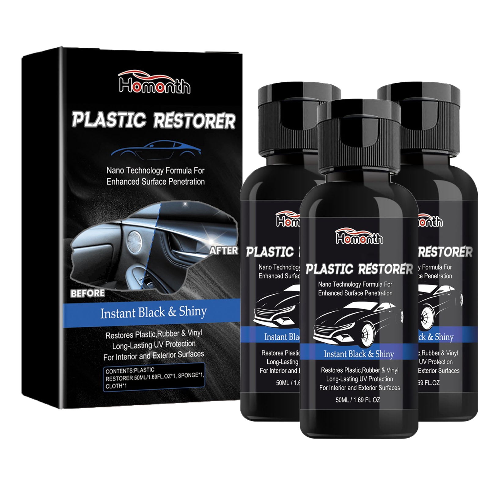 OYIGU 50mL Plastic Restorer, Car Ceramic Plastic Coating Trim Restore ...