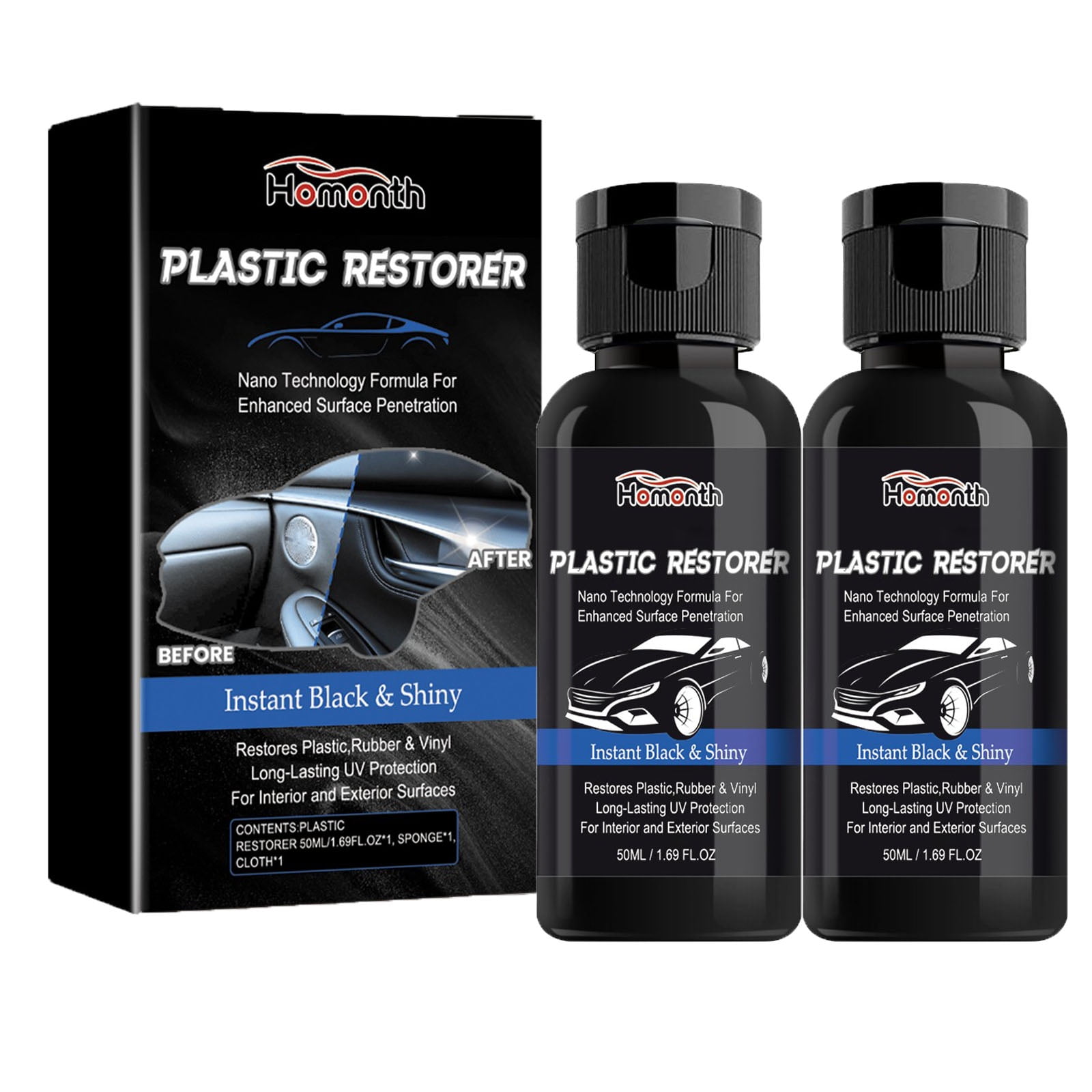 OYIGU 50mL Plastic Restorer, Car Ceramic Plastic Coating Trim Restore ...