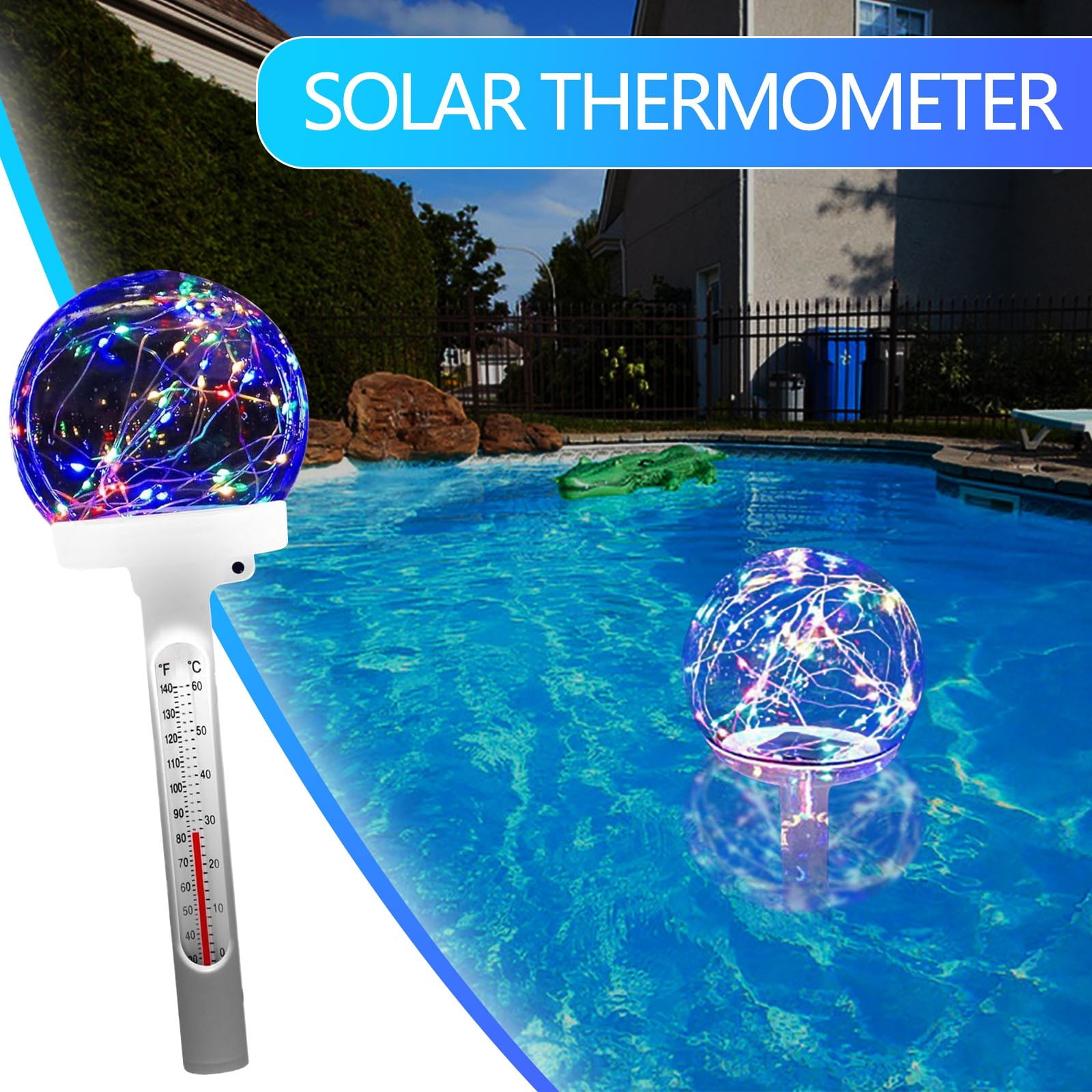 OYIGU Floating Pool Thermometer, Solar Pool Temperature Thermometer ...