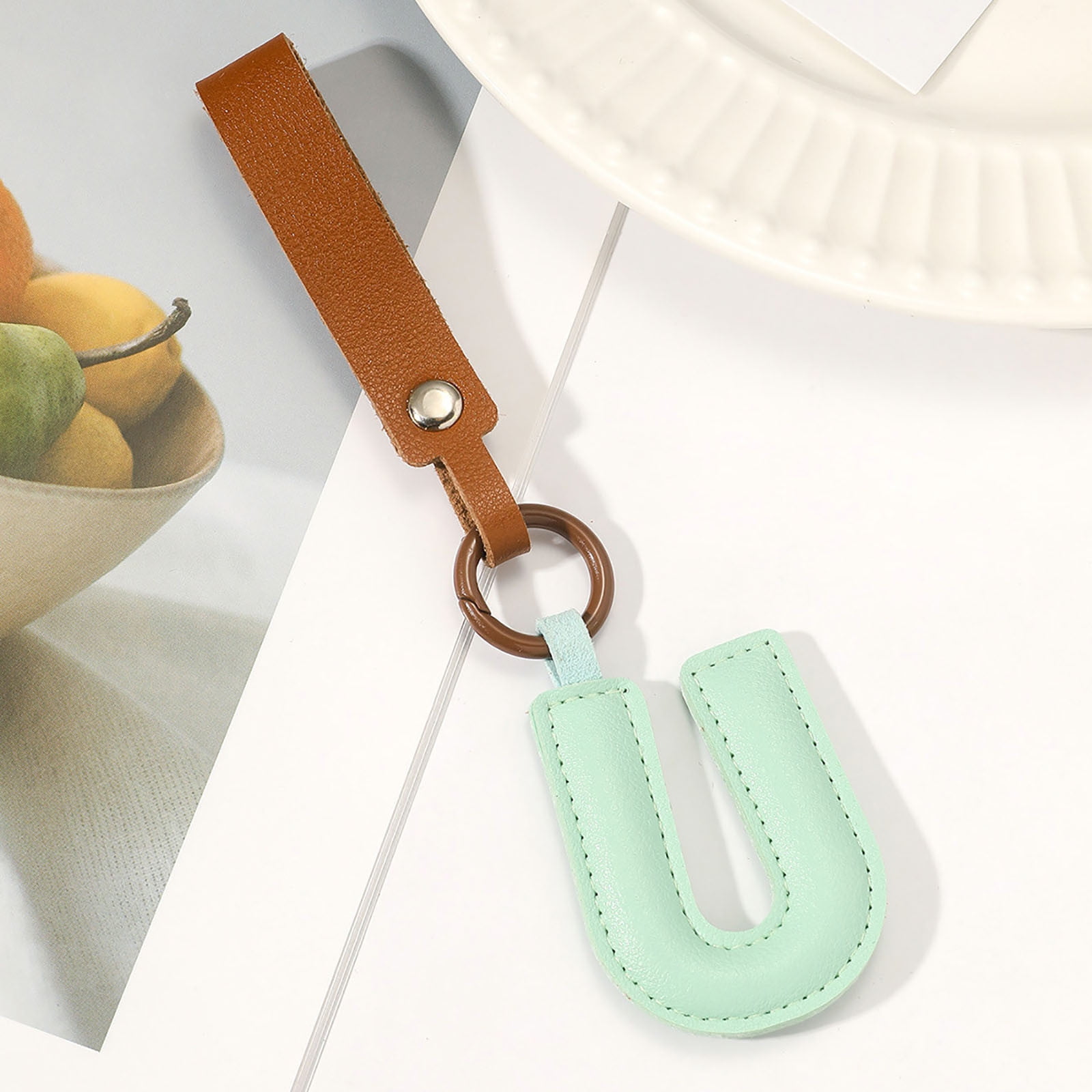 OYIGU Leather English Letter A-Z Keychain, Initial Letter Leather ...