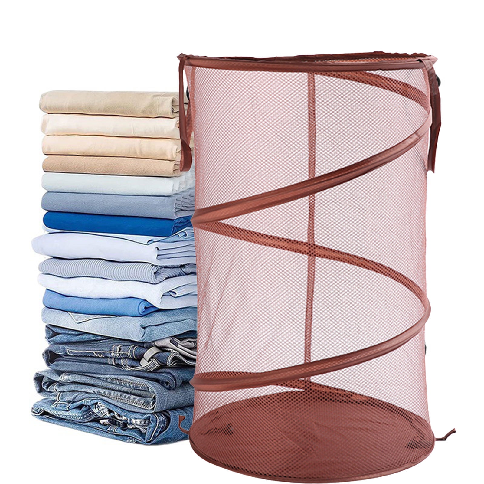 OYIGU Mesh Pop Up Laundry Basket With Handle, Mesh Laundry Hamper With ...