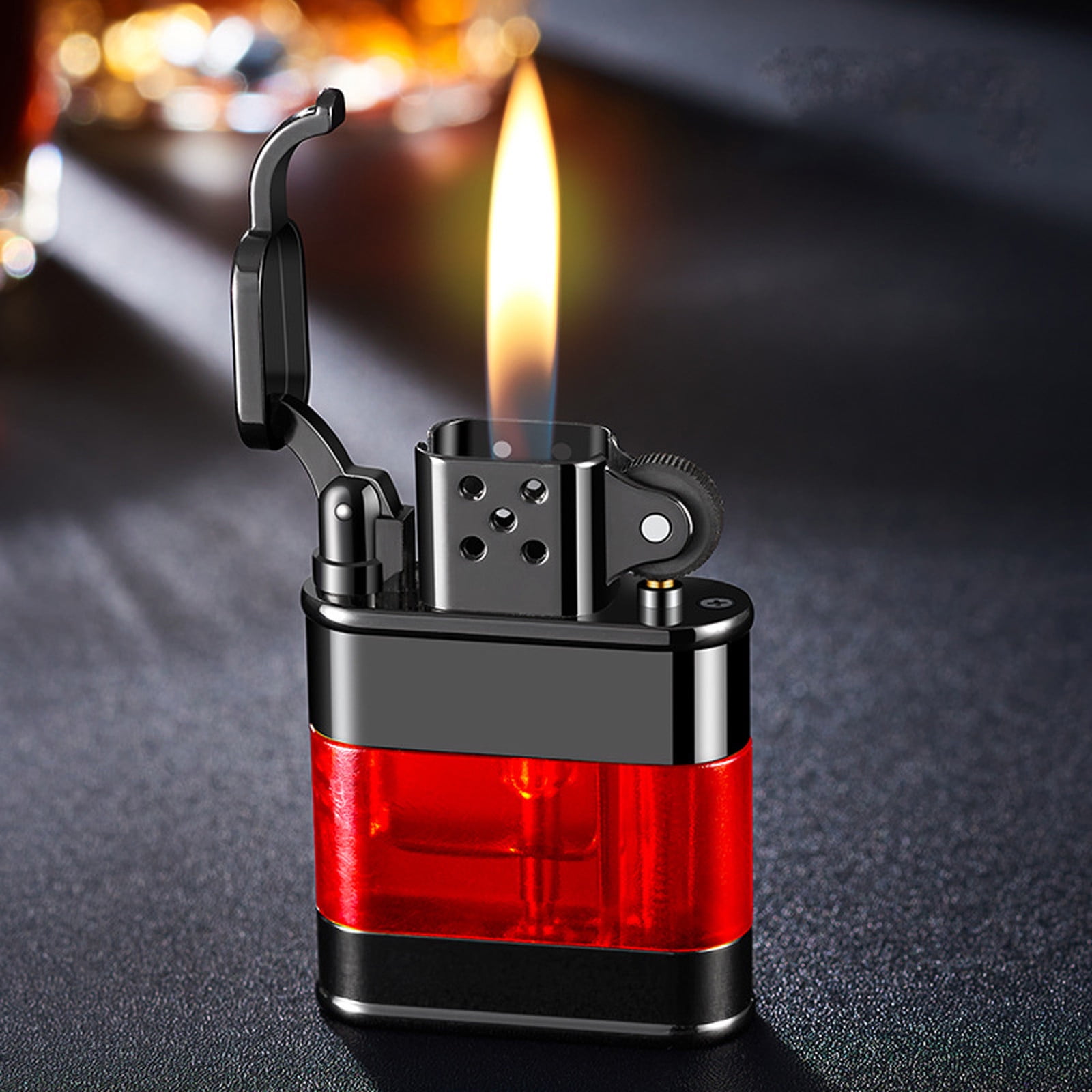 OYIGU Transparent Window Grinding Wheel Ignition Open Flame Lighter ...
