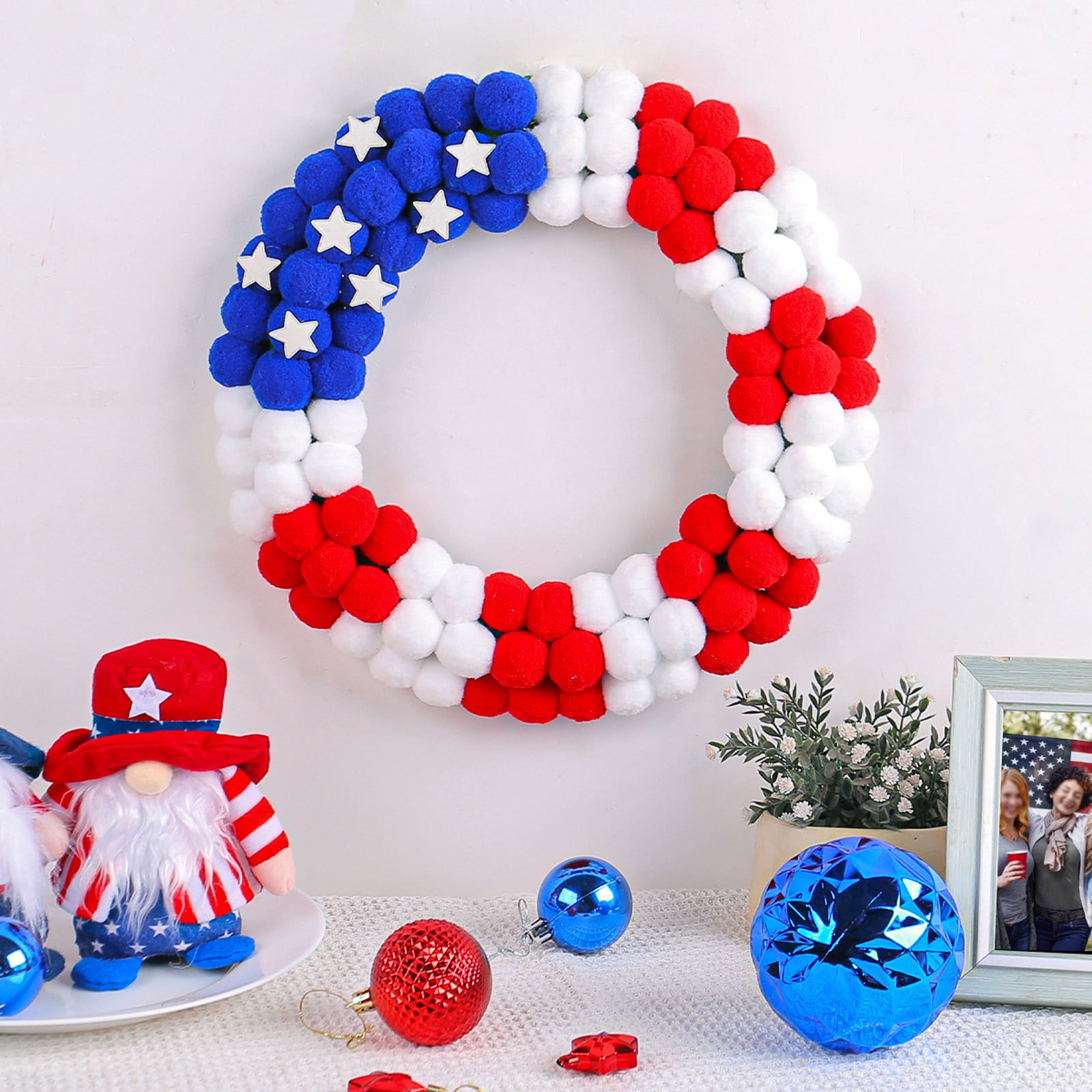 OYIGU USA Independence Day Wreath Decorations Family Holiday ...
