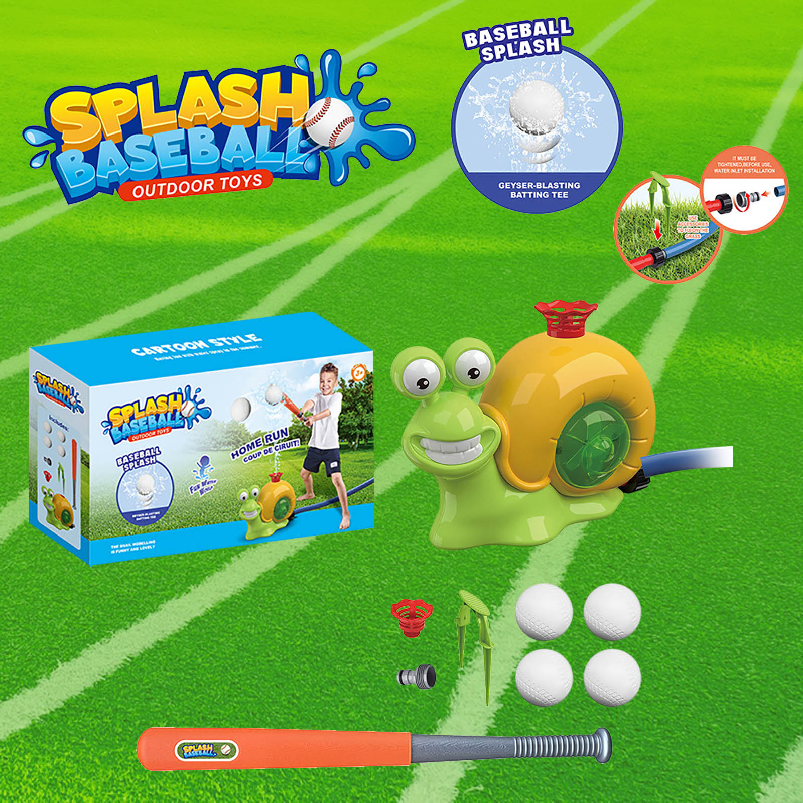 OYIGU Water Sprinkler Baseball Toy for Kids Outdoor Play, Outdoor ...