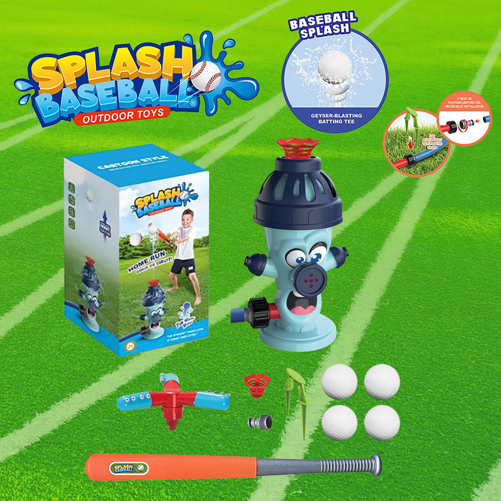 OYIGU Water Sprinkler Baseball Toy for Kids Outdoor Play, Outdoor ...